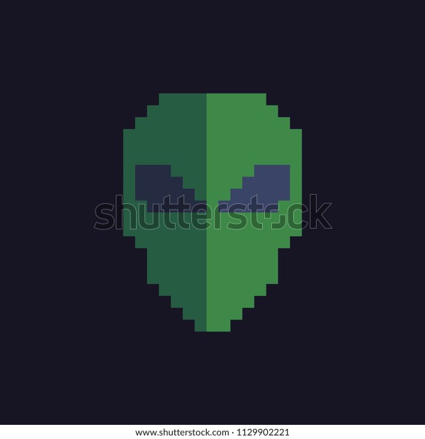 Extraterrestrial Alien Face Head Symbol Pixel Stock Vector (Royalty ...