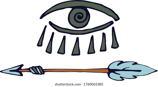 Eye Arrow Symbol Ancient Hand Drawing Stock Vector (Royalty Free ...