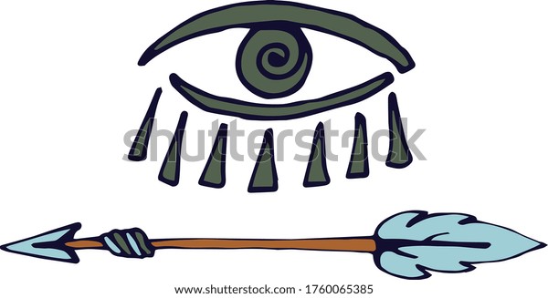 Eye Arrow Symbol Ancient Hand Drawing Stock Vector (Royalty Free ...