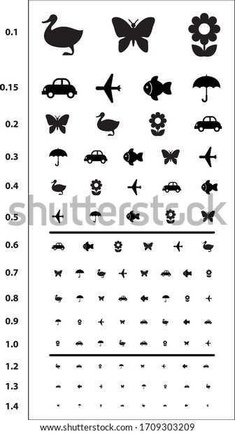 Vektor Stok Eye Chart Vector Black White Eyesight (Tanpa Royalti ...