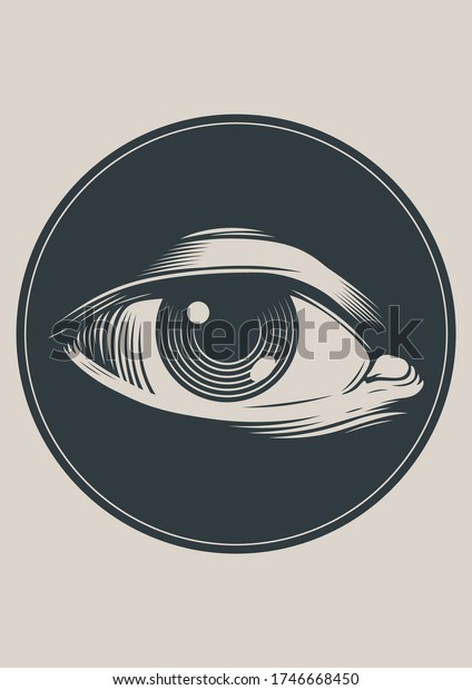 Eye Engraving Eyeball Emblem Logo Old Stock Vector (Royalty Free ...