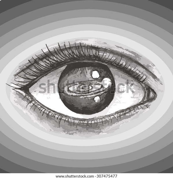 Eye Freehand Drawing Pupil Reflection Galaxy Stock Vector (Royalty Free ...