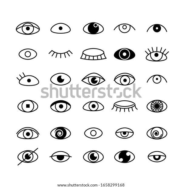 Eye Icons Set Outline Style Open Stock Vector (Royalty Free) 1658299168 ...