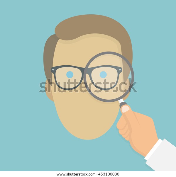 Eye Inspection Concept Hand Holding Magnifying Stock Vector (Royalty ...