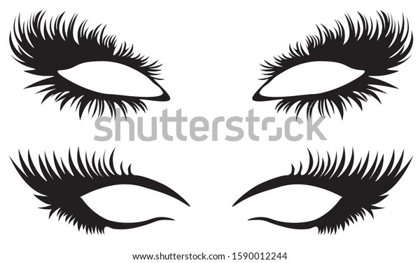 Eye Lashes Vector Beautiful Black Long Stock Vector (Royalty Free ...