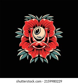 Eye Rose Tattoo Vector Design Stock Vector (Royalty Free) 2159980229 ...