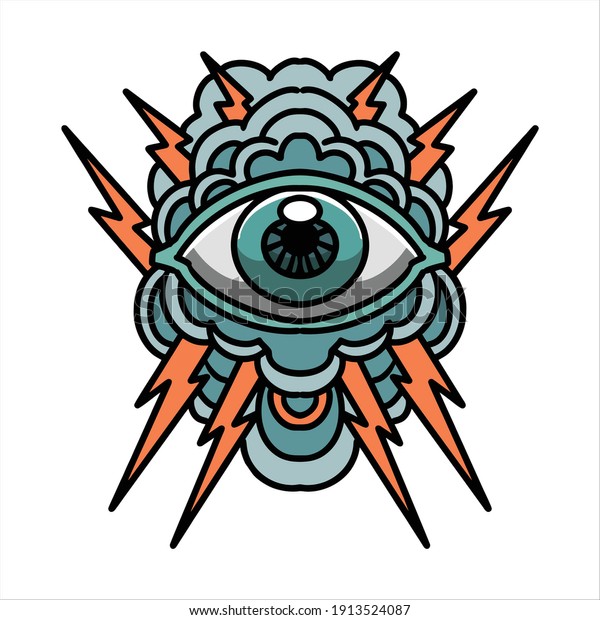 diseño vectorial de tatuaje de trueno: vector de stock (libre de ...