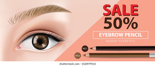 Eyebrows Pencil Banner Design Vector Illustration Stock Vector (Royalty ...