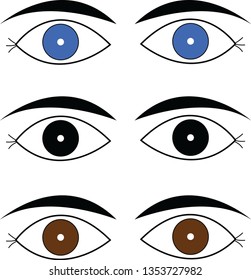 Outlined Vector Different Eyes Colors Set: vector de stock (libre de ...