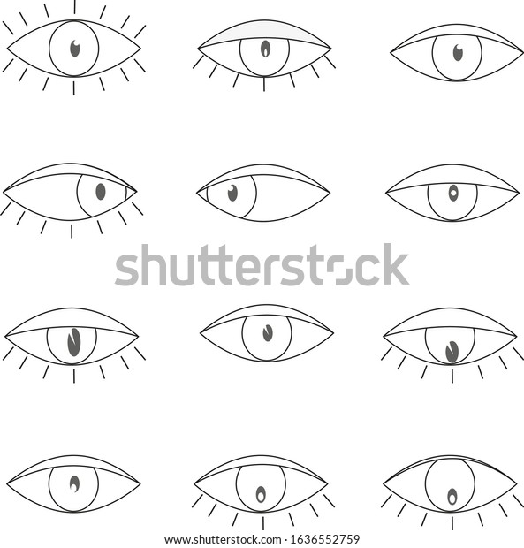 Eyes Icons Different Shapes Sizes Pupils Stock Vector (Royalty Free ...