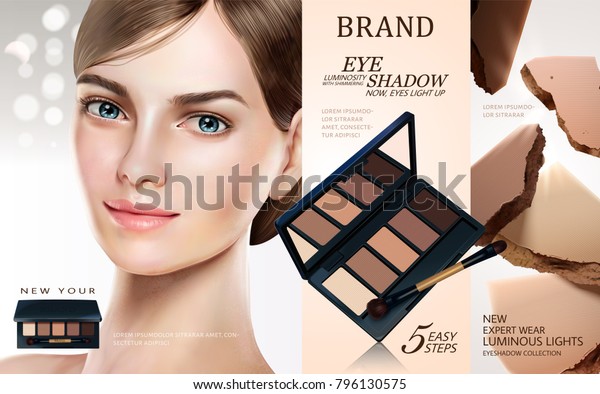 Eyeshadow Palette Ads Pretty Model Short Stock Vector (Royalty Free ...