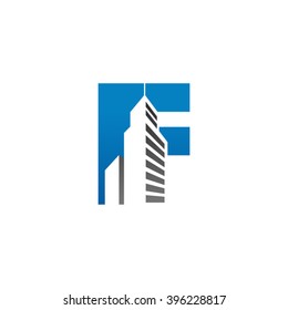 F Alphabet Building Negative Space Letter Stock Vector (Royalty Free ...