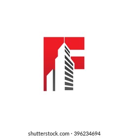 F Alphabet Building Negative Space Letter Stock Vector (Royalty Free ...