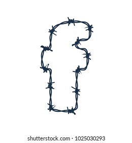F Barbed Wire Letter Logo Icon Stock Vector (Royalty Free) 1025030293 ...
