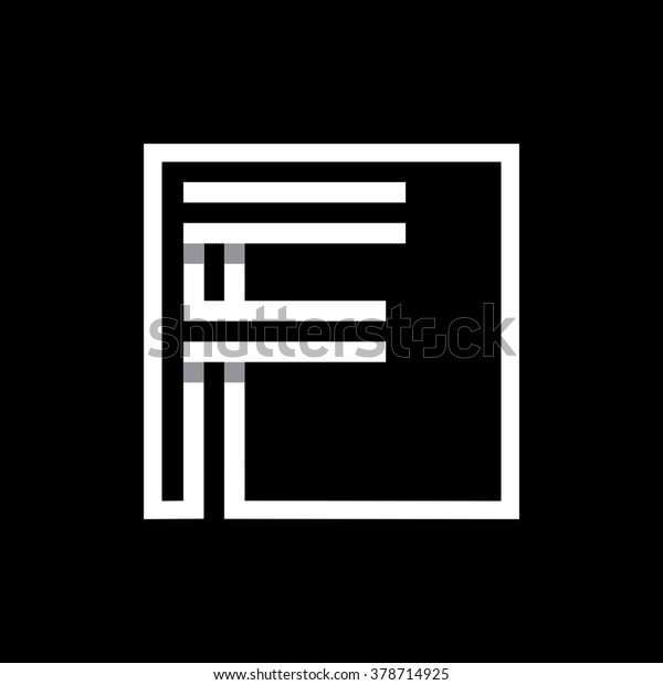 F capital letter enclosed in a square. . Overlapping with shadows ...