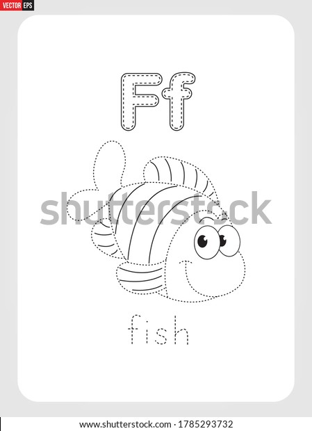 F Fish Alphabet Illustration Tracing Worksheet Stock Vector (Royalty ...