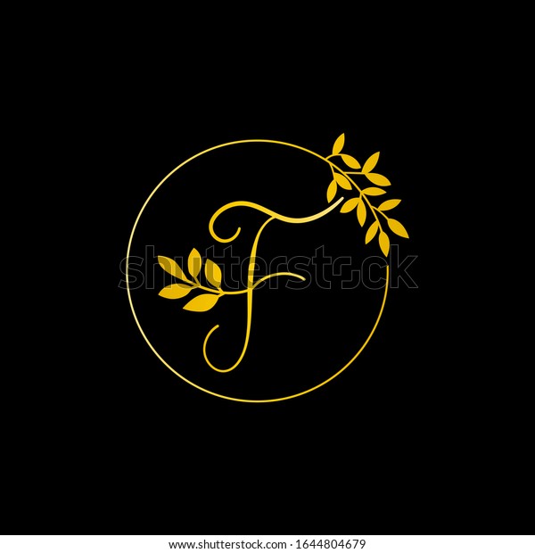 F Gold Letter Gold Leaf Logo Stock Vector (Royalty Free) 1644804679 ...