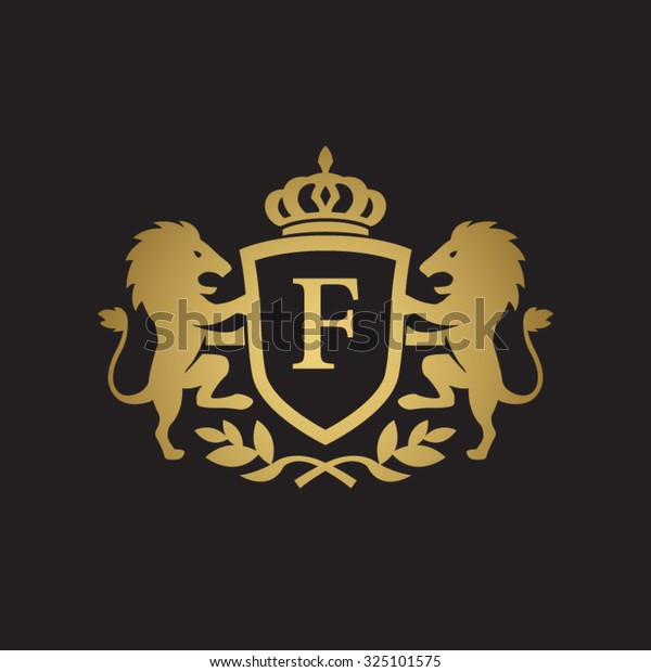 F Initial Business Clean Luxury Crest Stock Vector (Royalty Free ...