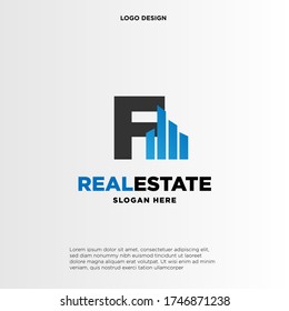 F Initial Logo Concept Building Template Stock Vector (Royalty Free ...