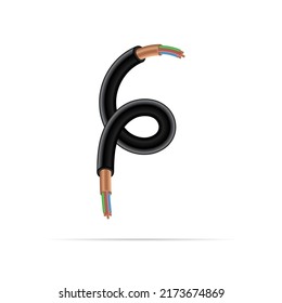 F Letter Electric Cable Design Vector Stock Vector (Royalty Free ...