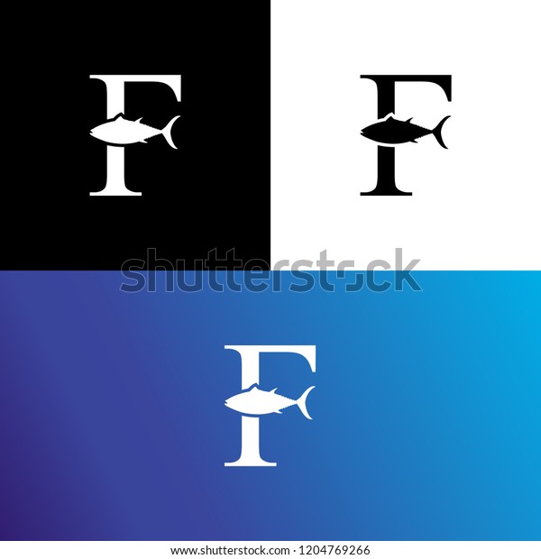 F Letter Fish Logo Silohoutte Stock Vector (Royalty Free) 1204769266 ...