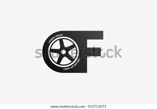 F Letter Logo Car Wheel Logo Stock Vector (Royalty Free) 353712071