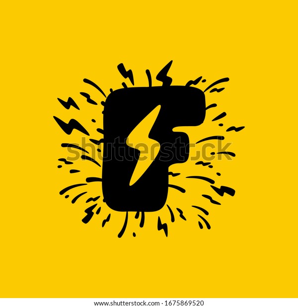 F Letter Logo Lightning Negative Space Stock Vector (Royalty Free ...