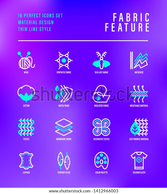 Fabric Feature Thin Line Icons Set 스톡 벡터(로열티 프리) 1412966003 | Shutterstock