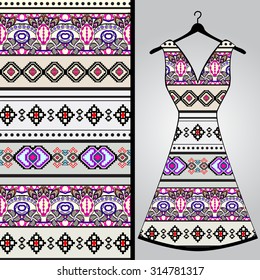 Fabric Pattern Design Womans Dress Vector Stock Vector (Royalty Free ...