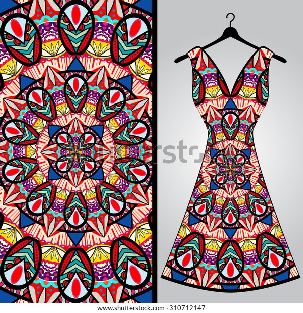 Fabric Pattern Design Womans Dress Vector Stock Vector (Royalty Free ...