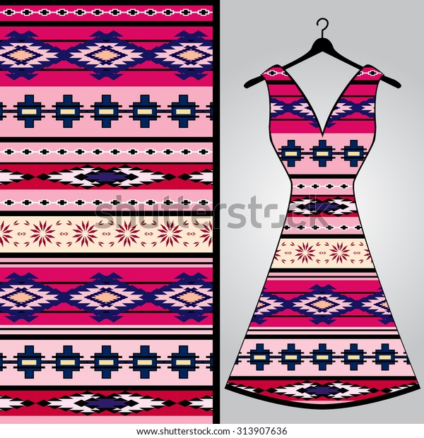 Fabric Pattern Design Womans Dress Vector Stock Vector (Royalty Free ...