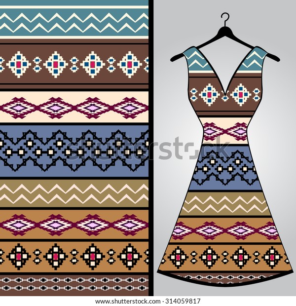 Fabric Pattern Design Womans Dress Vector Stock Vector (Royalty Free ...