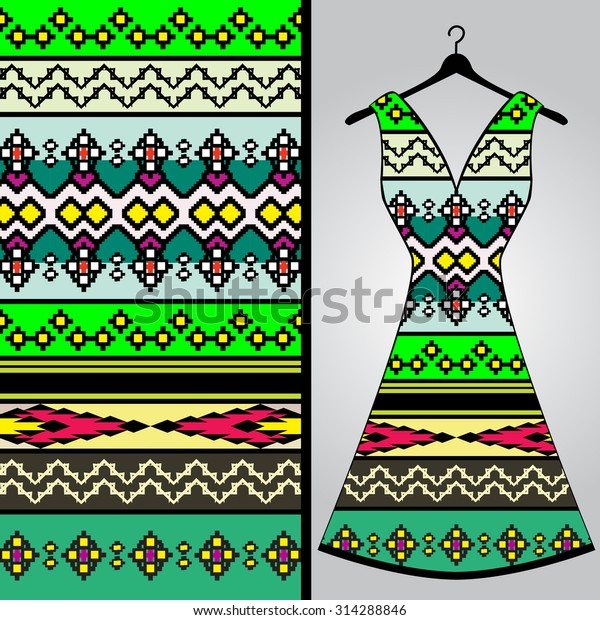 Fabric Pattern Design Womans Dress Vector Stock Vector (Royalty Free ...