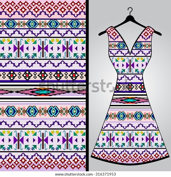 Fabric Pattern Design Womans Dress Vector Stock Vector (Royalty Free ...