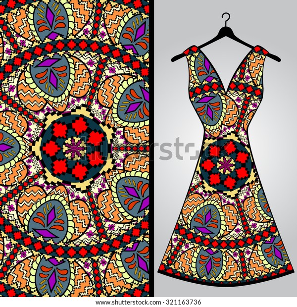 Fabric Pattern Design Womans Dress Vector Stock Vector (Royalty Free ...