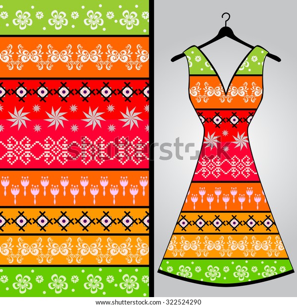 Fabric Pattern Design Womans Dress Vector: เวกเตอร์สต็อก (ปลอดค่า ...