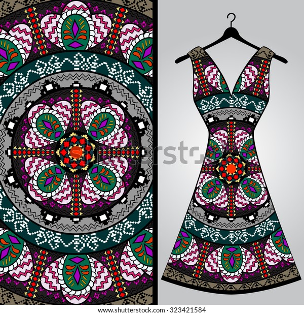 Fabric Pattern Design Womans Dress Vector: เวกเตอร์สต็อก (ปลอดค่า ...