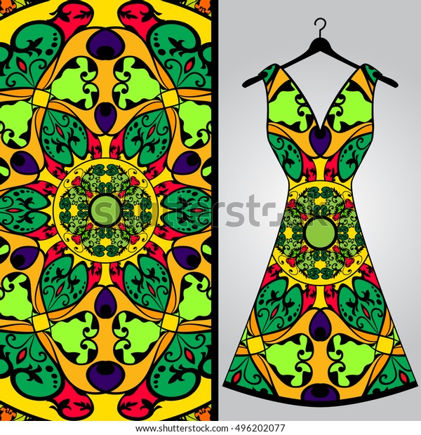 Fabric Pattern Design Womans Dress Vector Stock Vector (Royalty Free ...