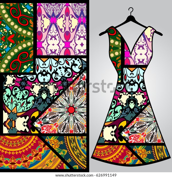 Fabric Pattern Design Womans Dress Vector: vetor stock (livre de ...