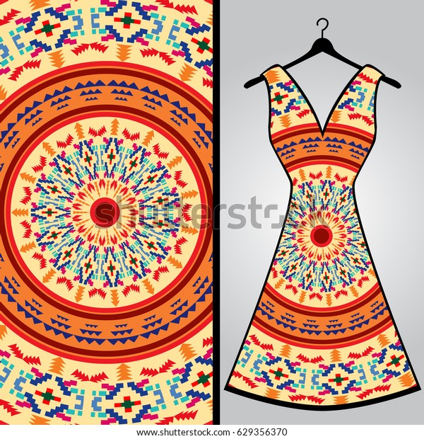 Fabric Pattern Design Womans Dress Vector Stock Vector (Royalty Free ...