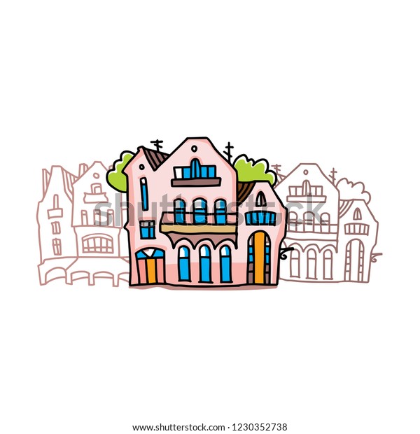 Facade Cartoon Houses Funny Vector House Stock Vector (Royalty Free ...