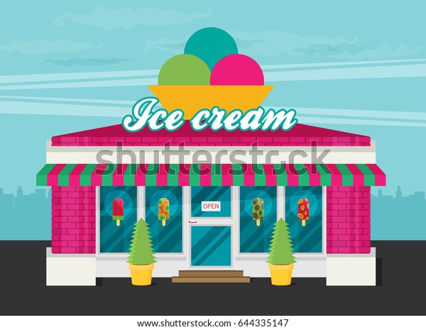 Facade Ice Cream Shop Flat Vector Stock Vector (Royalty Free) 644335147 ...