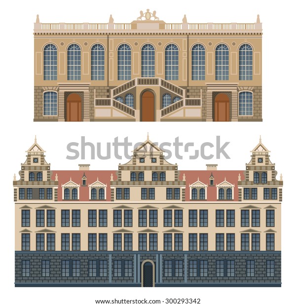 Facades Buildings Classical Style Color Vector Stock Vector (Royalty ...