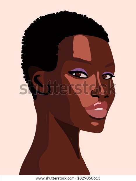Face African Girl Vector Flat Illustration Stock Vector (Royalty Free ...