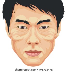 Face Asian Man: vector de stock (libre de regalías) 795735478