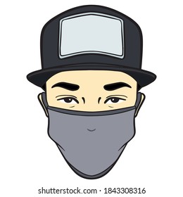 Illustration Asian Man Baseball Cap Face Stock Vector (Royalty Free ...