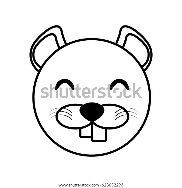 Face Beaver Animal Outline Stock Vector (Royalty Free) 623652293
