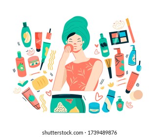 Face Body Care Concept Flat Vector Stock Vector (Royalty Free ...
