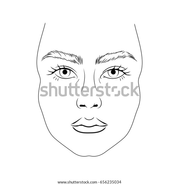 Face Chart Model No Makeup Thick 库存矢量图（免版税）656235034