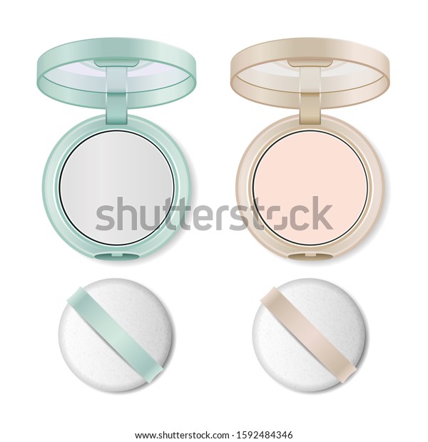 Face Compact Powder Puff Mirror Vector Stock Vector (Royalty Free ...